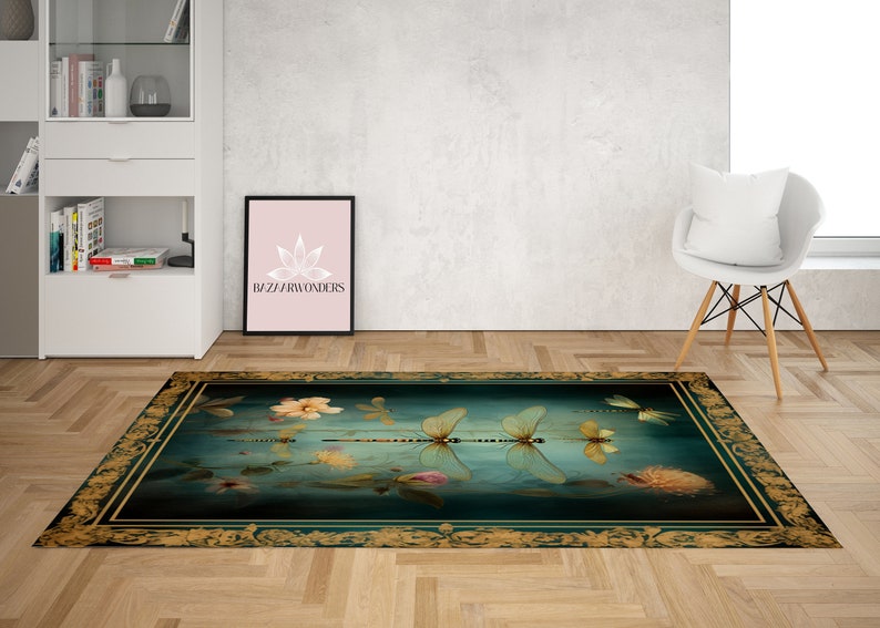 Dragonfly Rug for Indoors and Outdoors Unique Eclectic Floor Decor for ...