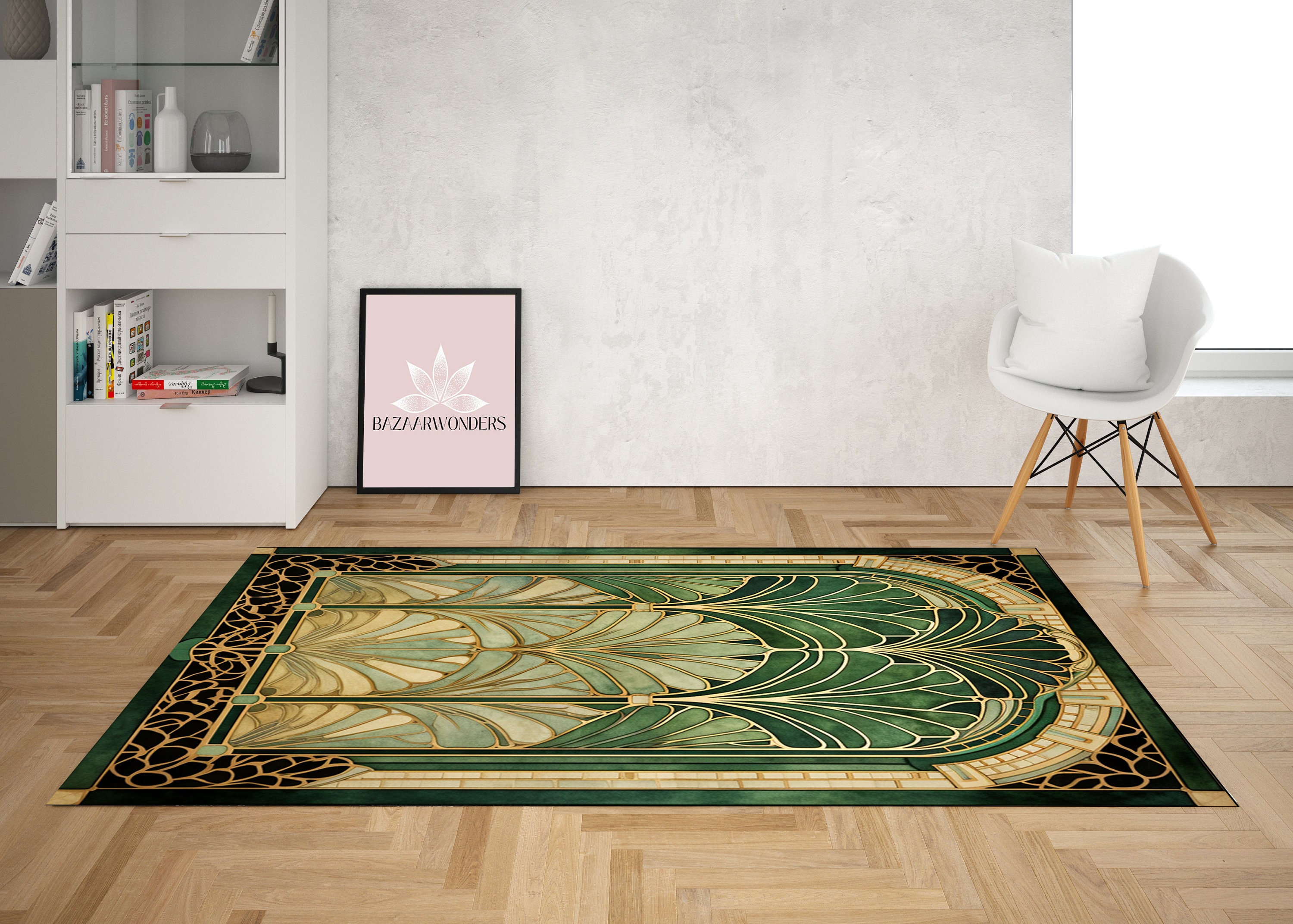 Art Deco Groene Bladeren Tapijt Voor Binnen En Buiten Weelderige Groene ...