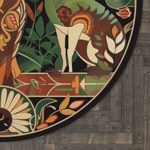 Round Jungle Rug for Indoors Wild Forest Floor Decor for Nature Lovers ...