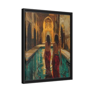 Women in Ancient Roman Bath Painting on Framed Matte Canvas for Empire ...