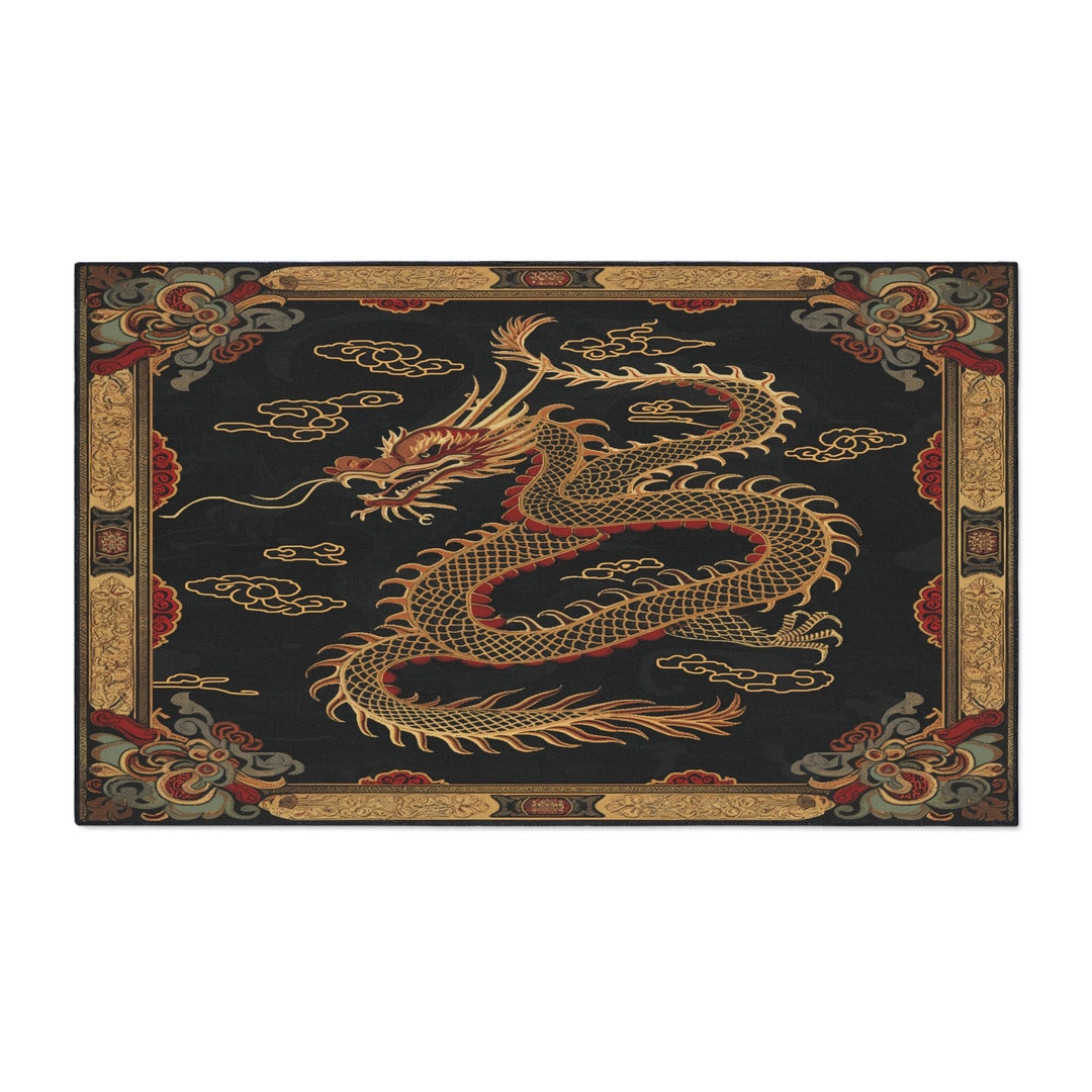 Chinese Dragon Floor Mat for Indoors and Outdoors Oriental Design Heavy ...