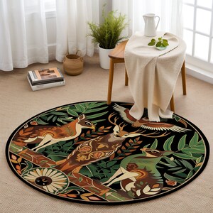 Round Jungle Rug for Indoors Wild Forest Floor Decor for Nature Lovers ...
