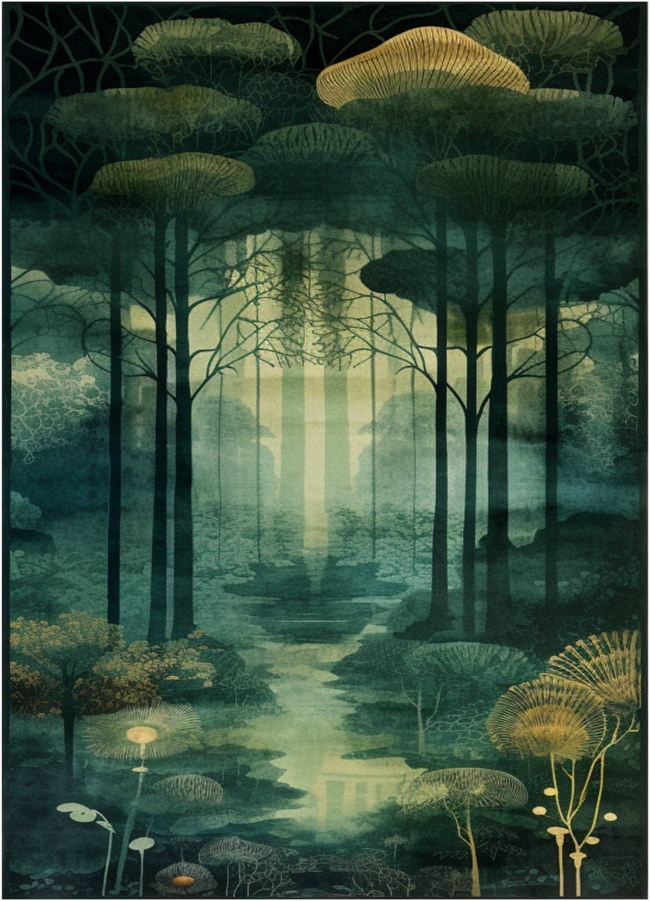 Ancient Forest Rug for Indoors and Outdoors Art Deco Home - Etsy