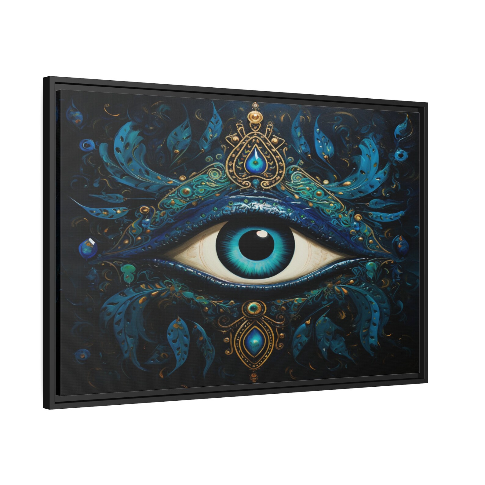 Evil Eye Painting on Matte Canvas With Pinewood Frame for Spiritual Art ...