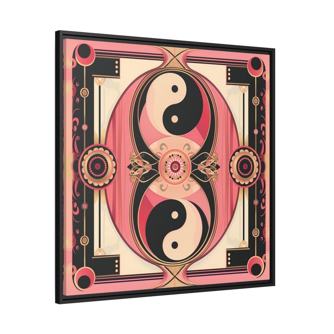 Pink Yin Yang Painting on Framed Matte Canvas for Art Deco Style Lovers ...