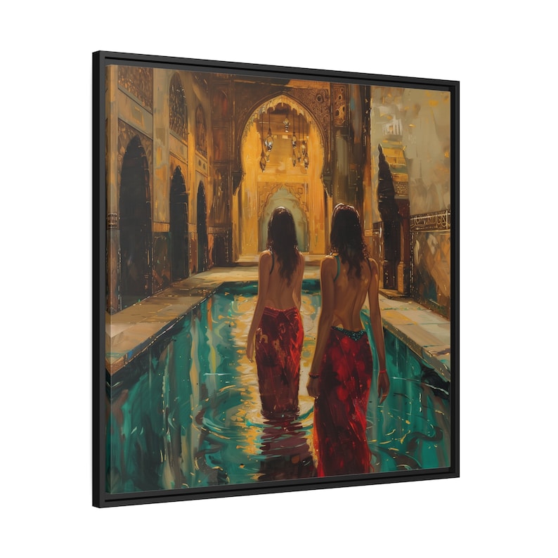 Women in Ancient Roman Bath Painting on Framed Matte Canvas for Empire ...