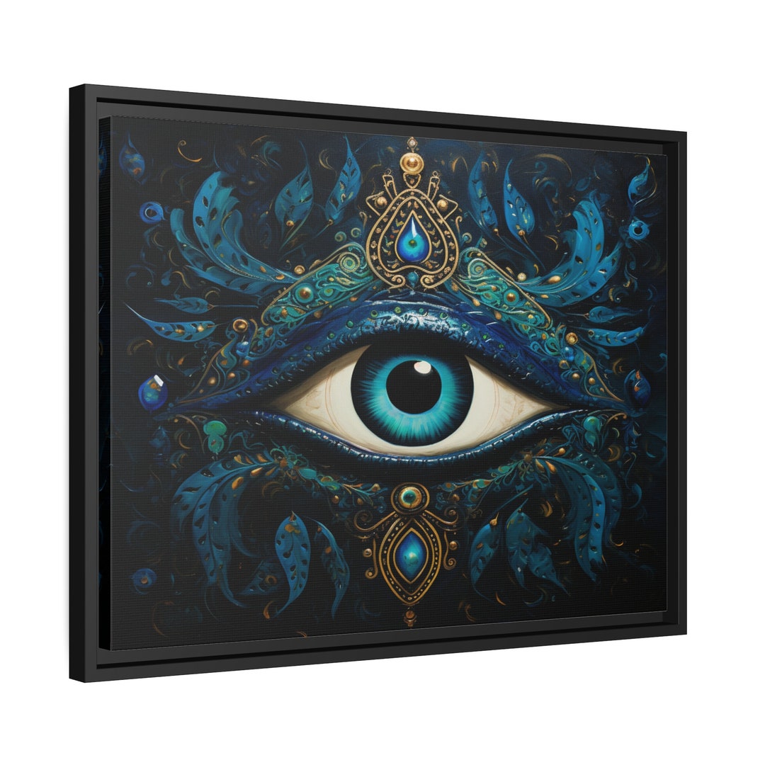 Evil Eye Painting on Matte Canvas With Pinewood Frame for Spiritual Art ...