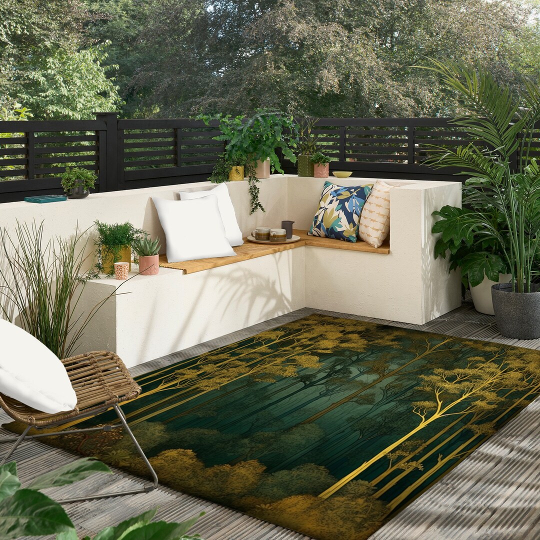Forest Rug for Outdoors Ancient Forest Design for Nature Lovers Lush ...