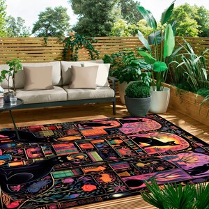 Black Cat Rug for Outdoors Maximalist Design Whimsy Floor Decor Cozy ...