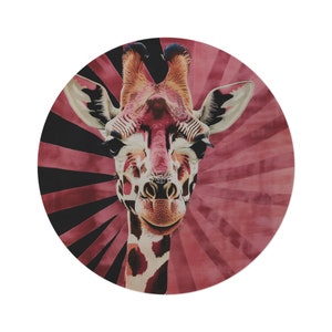 Round Giraffe Rug for Indoors Animalistic Floor Decor Playful Giraffe ...