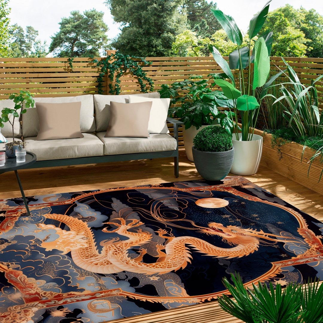 Celestial Dragon Rug for Outdoors Mythical Majestic Floor Decor for ...