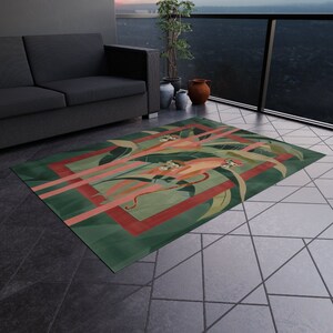 Monkey Rug for Outdoors Animalistic Floor Decor for Botanical Design ...