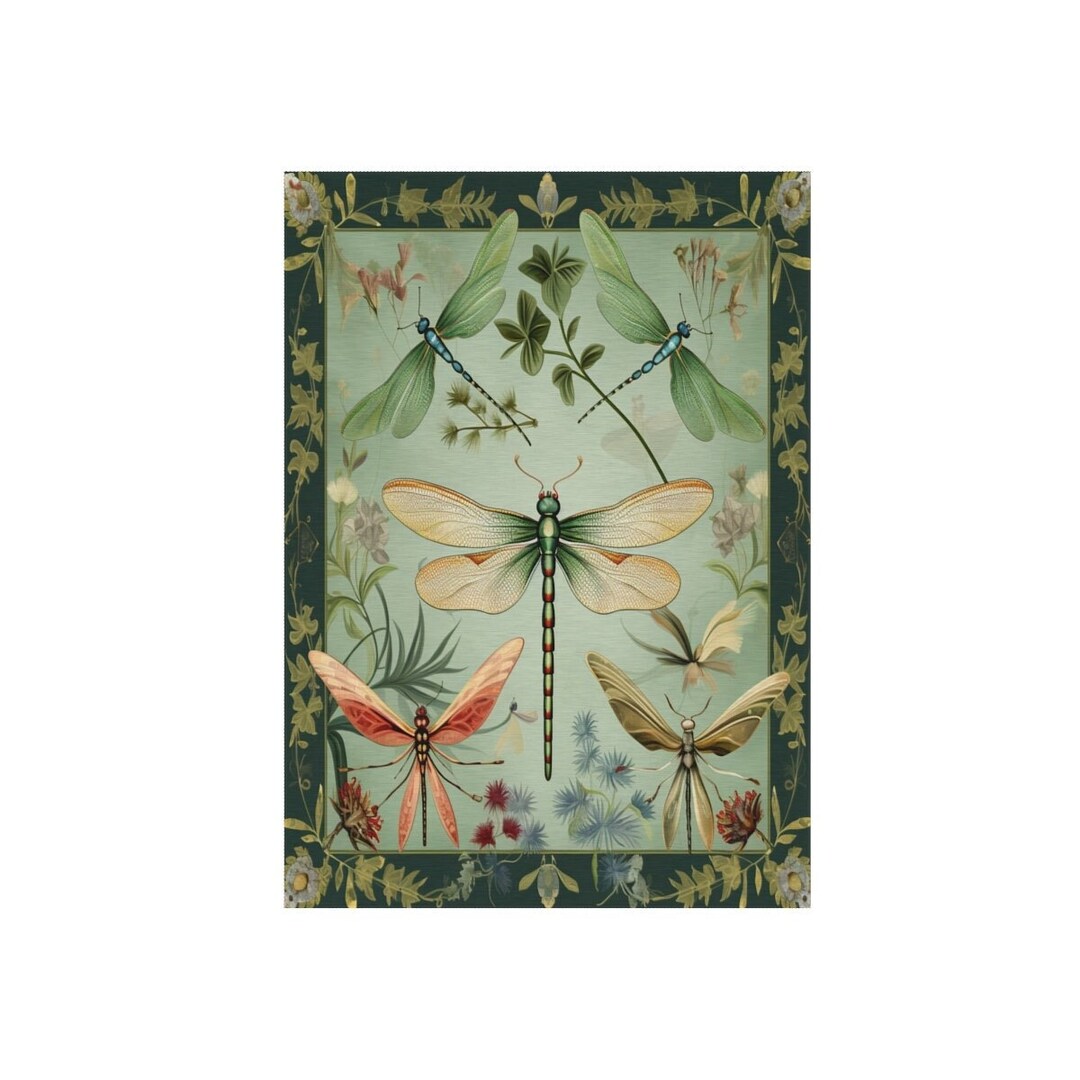 Dragonfly Rug for Indoors and Outdoors Elegant Sage Green Floor Decor ...