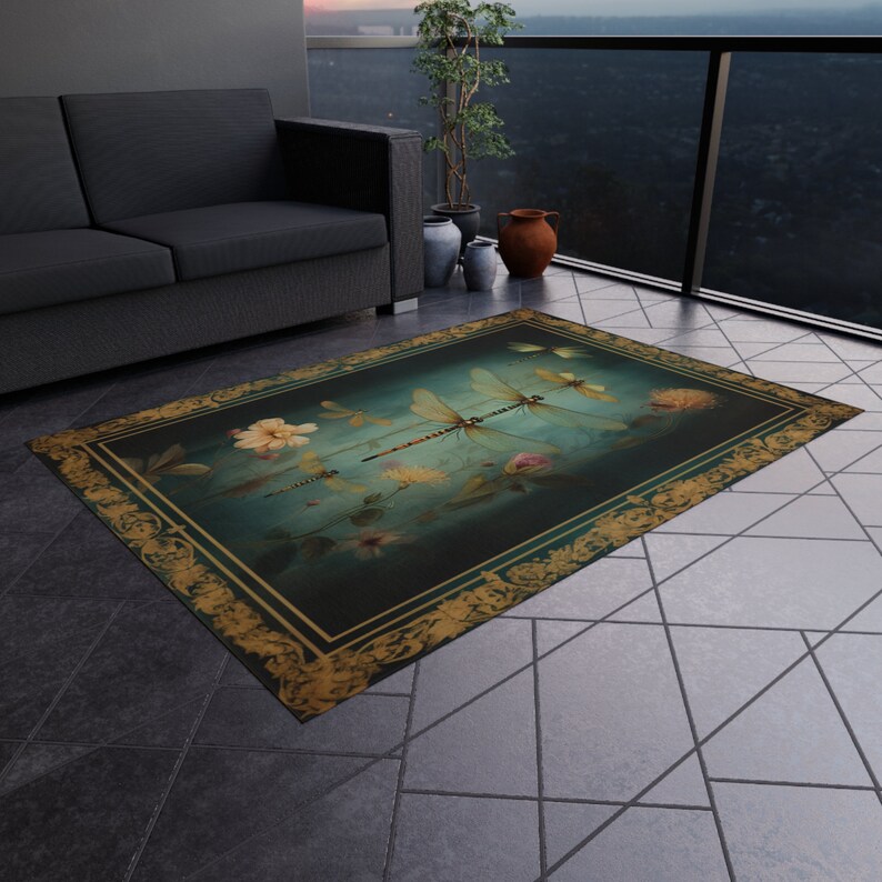 Dragonfly Rug for Indoors and Outdoors Unique Eclectic Floor Decor for ...