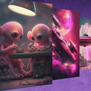 Alien Poster Printable Digital Artwork for Alien Lovers Pink Visitors ...