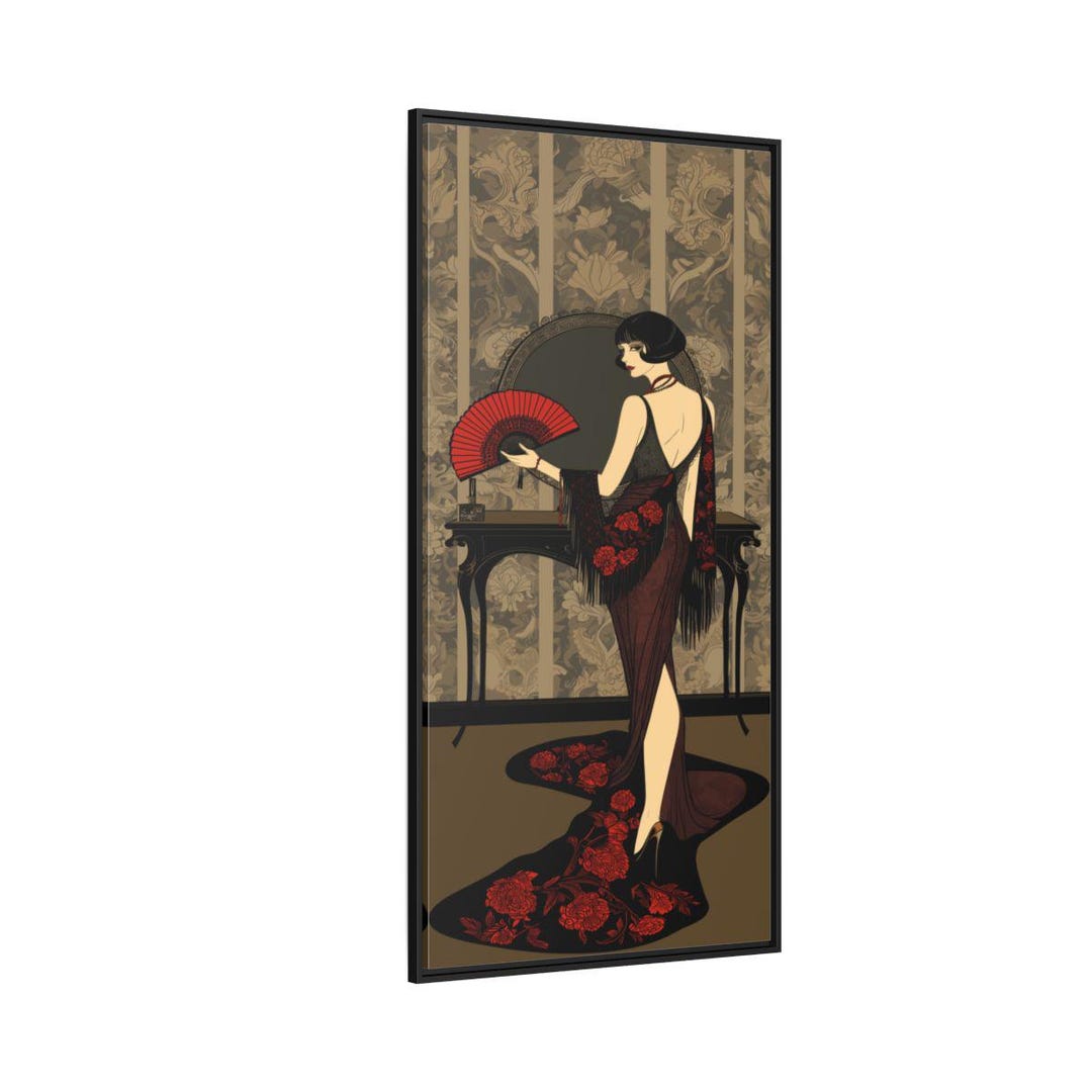 Flapper Girl Portrait on Framed Matte Canvas for Art Deco Design Lovers ...