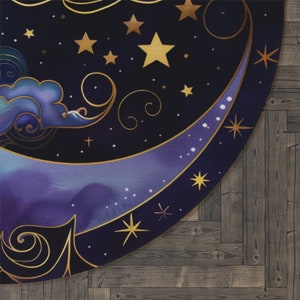 Round Celestial Rug for Indoors Art Deco Design Home Decor With Dreamy ...