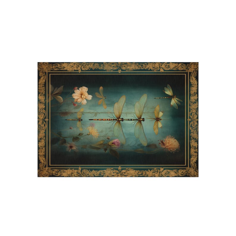 Dragonfly Rug for Indoors and Outdoors Unique Eclectic Floor Decor for ...