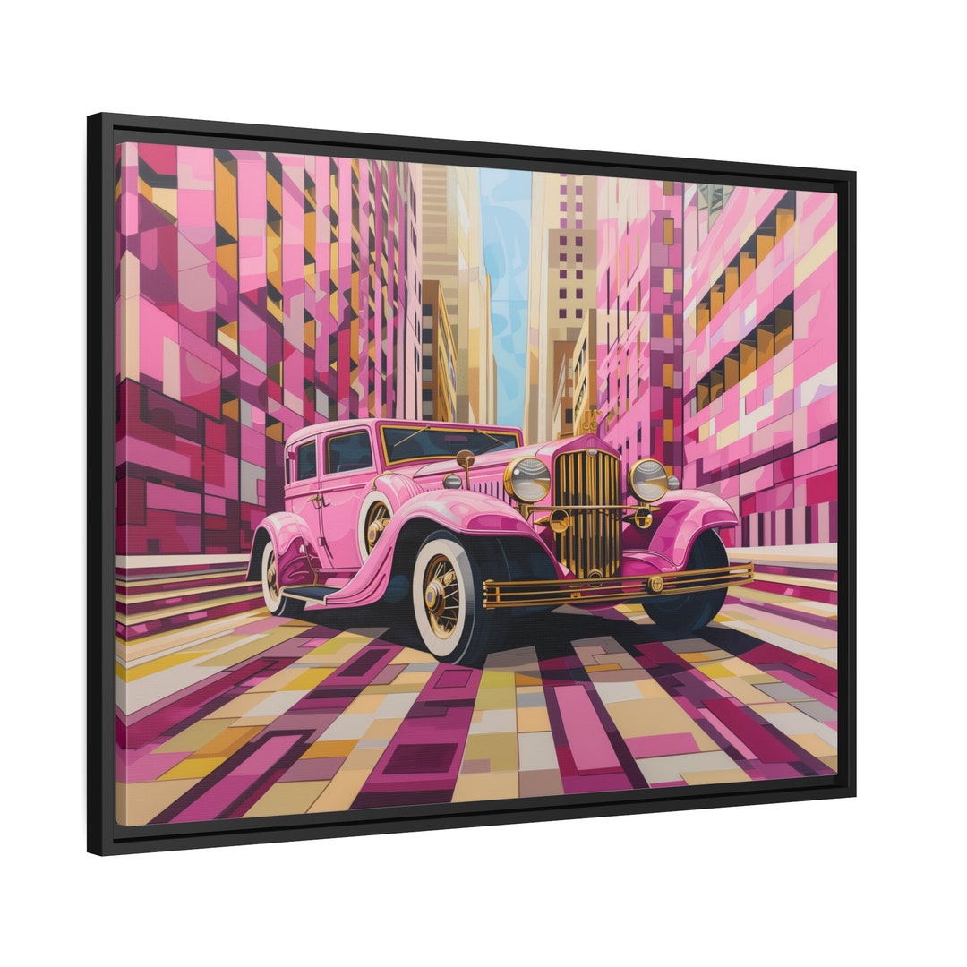 Art Deco Vintage Car Painting on Framed Matte Canvas for Classic ...