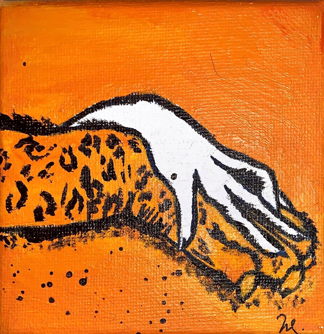 Bright Painting of an Elegant Hand Draped Over a Leopards Paw - Etsy
