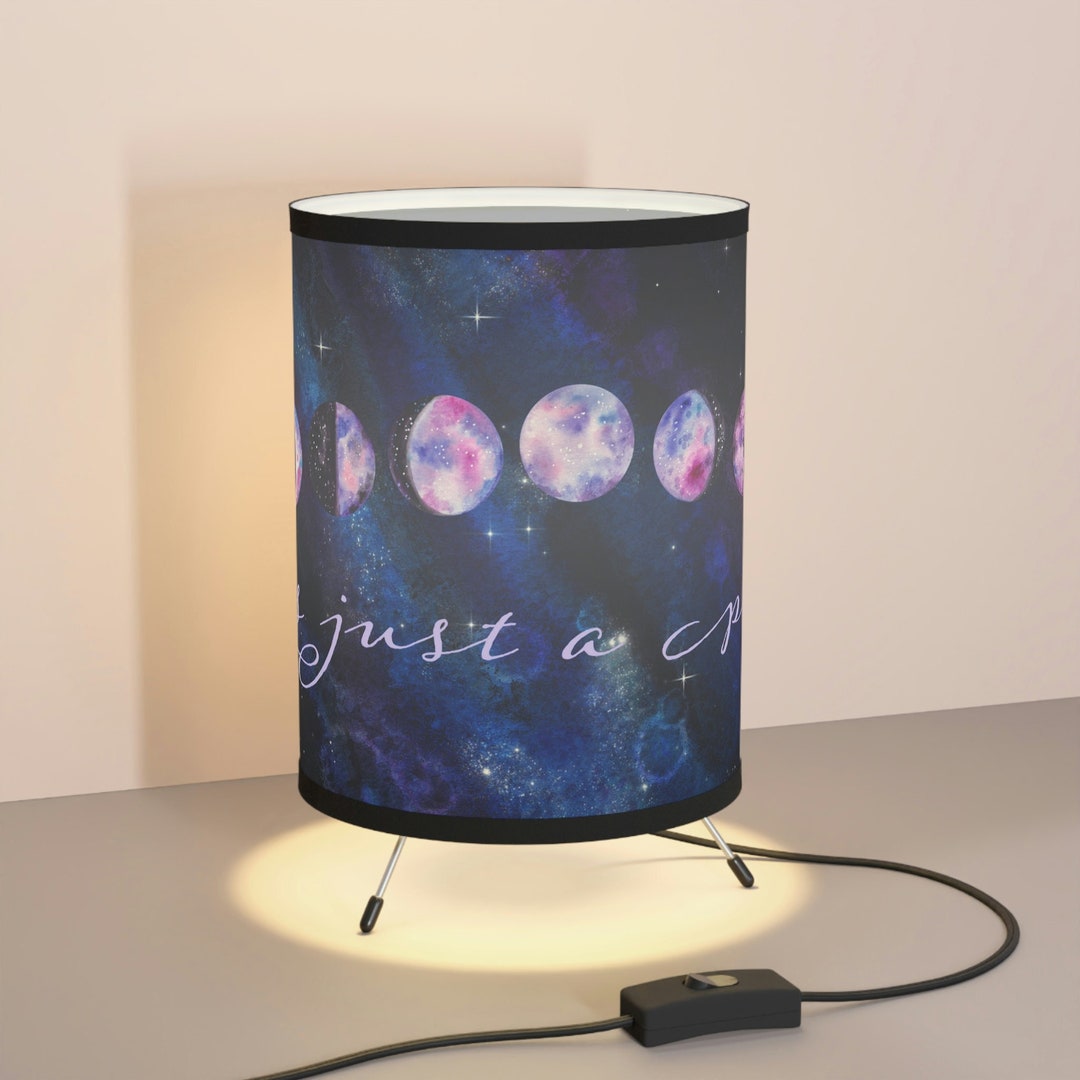 It's Just a Phase Tripod Lamp - Celestial Moon Phase Watercolor Table ...