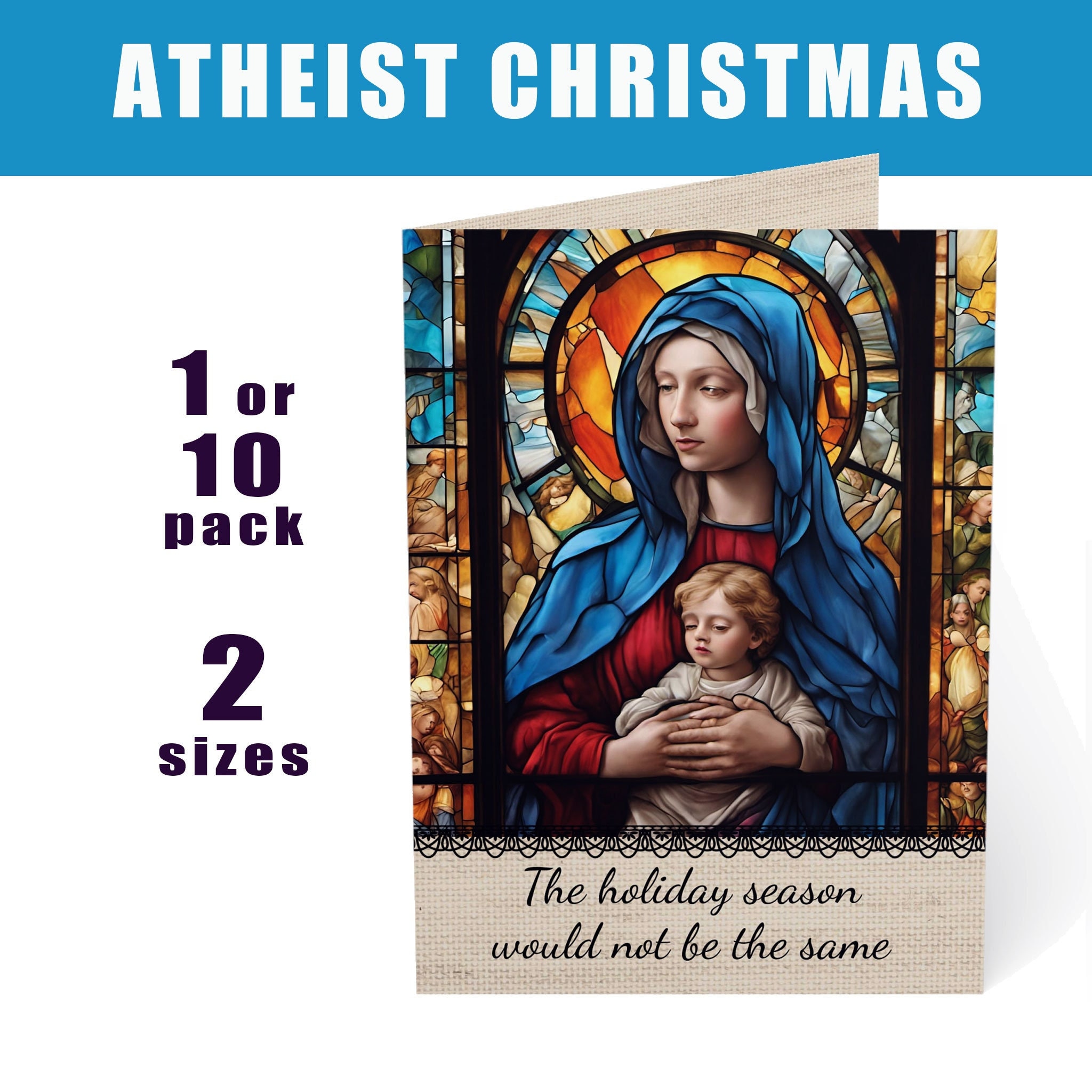 Sus Mary Folded Greeting Cards: 2 Sizes, 1 or 10 Pk, Atheist Christmas ...