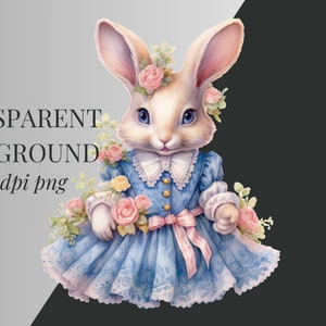 Watercolor Bunnies in Clothes Clipart Pack, Digital Bunny Clipart ...