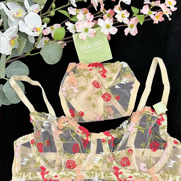 Embroidered Bra - Etsy