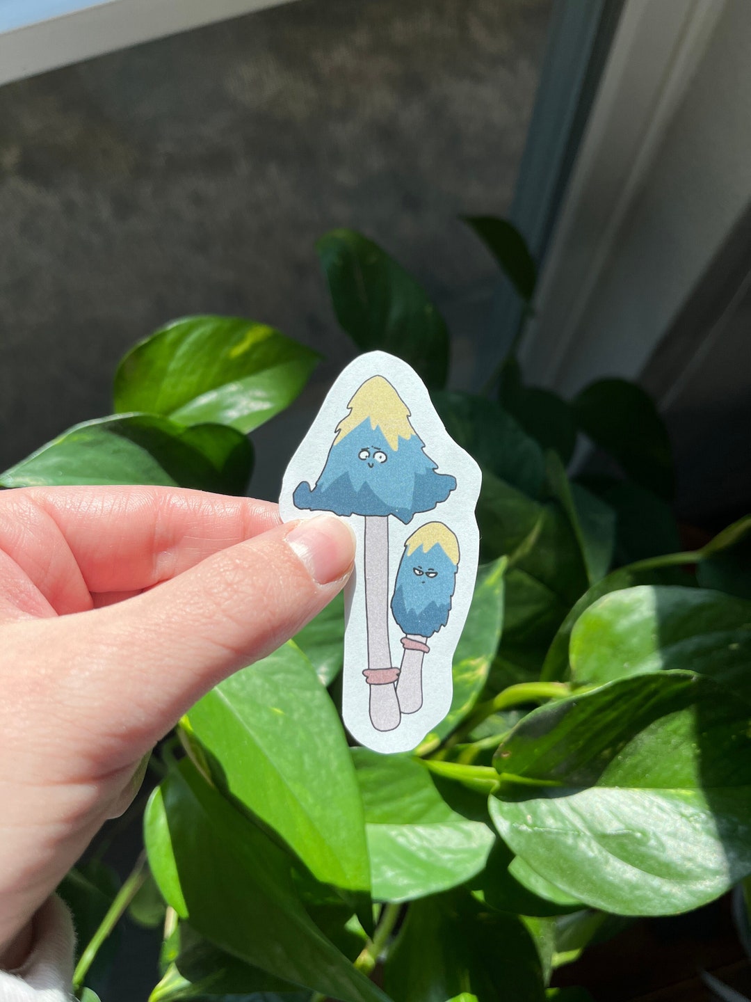 Mushroom Character Sticker blue Boys Cute 7 Handmade Sticker - Etsy