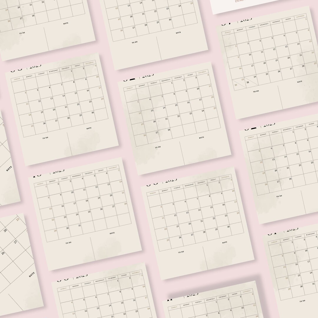 2023 Calender, Calender Printable, 2023 Printable, Monthy Calender - Etsy