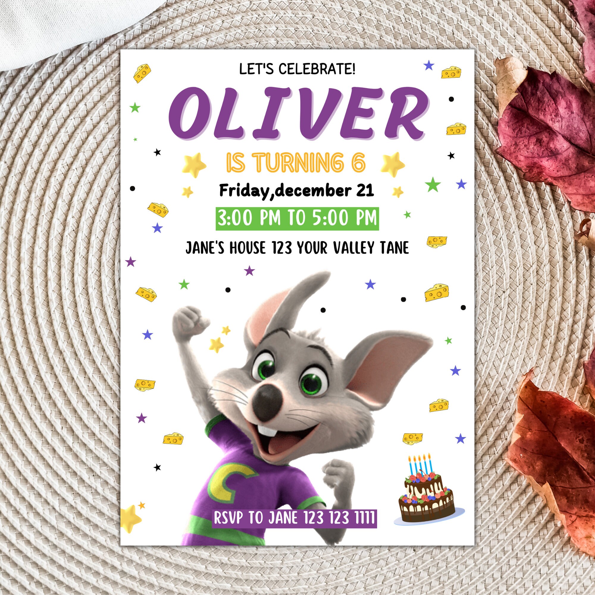 Editable Chuck E Cheese Birthday Invitation Templeteprintable - Etsy Canada
