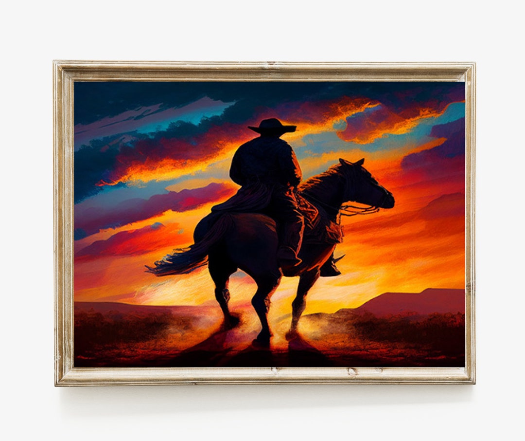 Cowboy Western Sunset 106 | Art Prints | Large Wall Art | North South ...