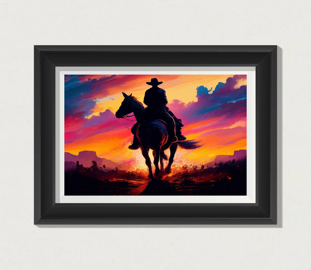 Cowboy Western Sunset 108 | Art Prints | Large Wall Art | North South ...