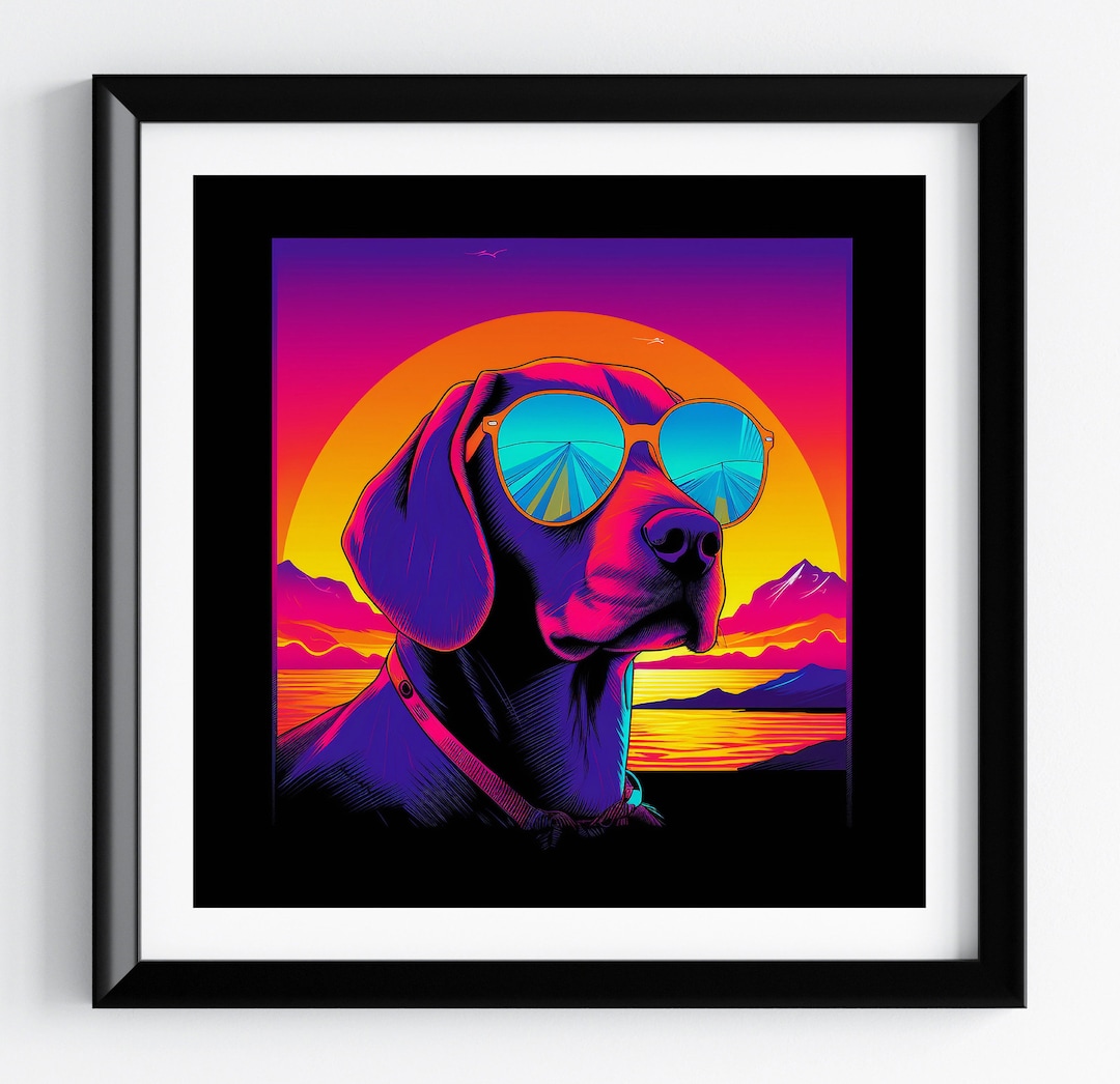 Synthwave Beagle Art Print: 80s Style Pet Portrait (digital Download ...