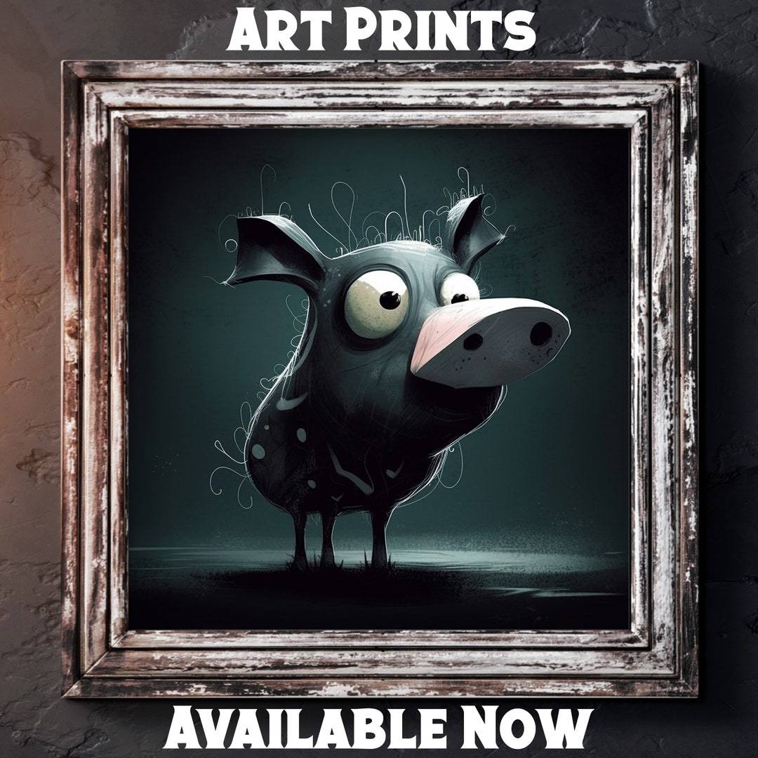Pig Gothic Wall Art Print, Home Decor, Digital Art Print, Horror Art ...