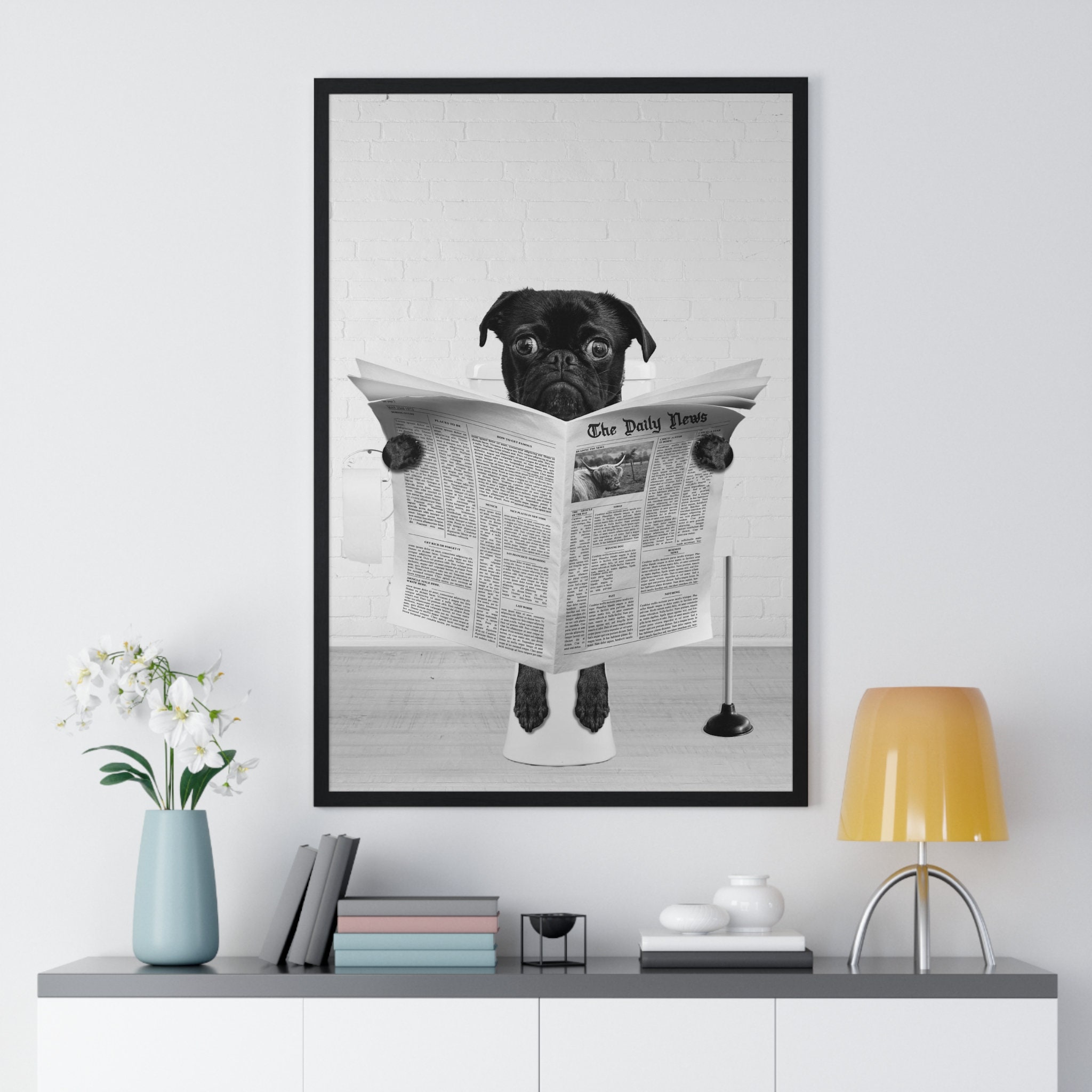 Funny Pug Bathroom Art Print: Toilet Poster (digital Download) - Etsy