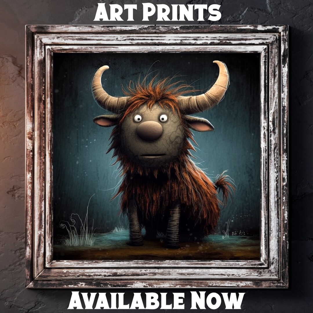 Gothic Highland Cow Art Print: Spooky Halloween Decor (digital Download ...