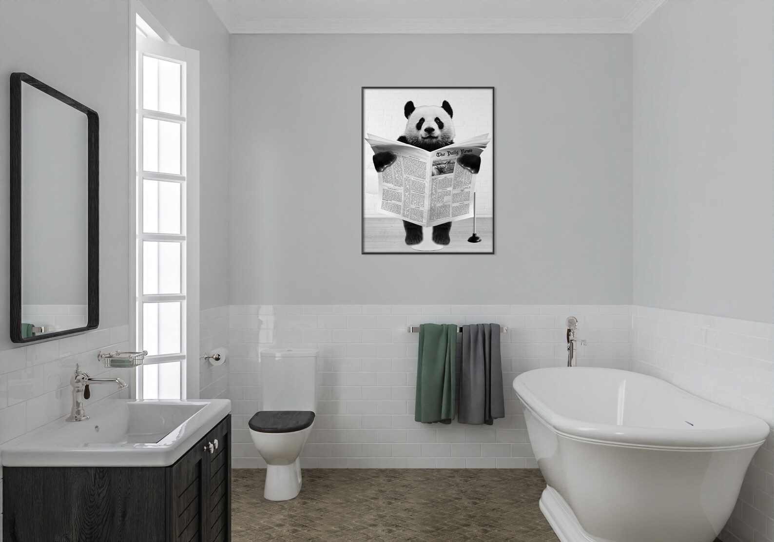 Panda Bear Art Funny Bathroom Print Toilet Poster Bathroom - Etsy