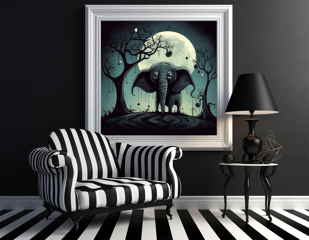 Gothic Elephant Art Print: Halloween Horror Home Decor (digital ...