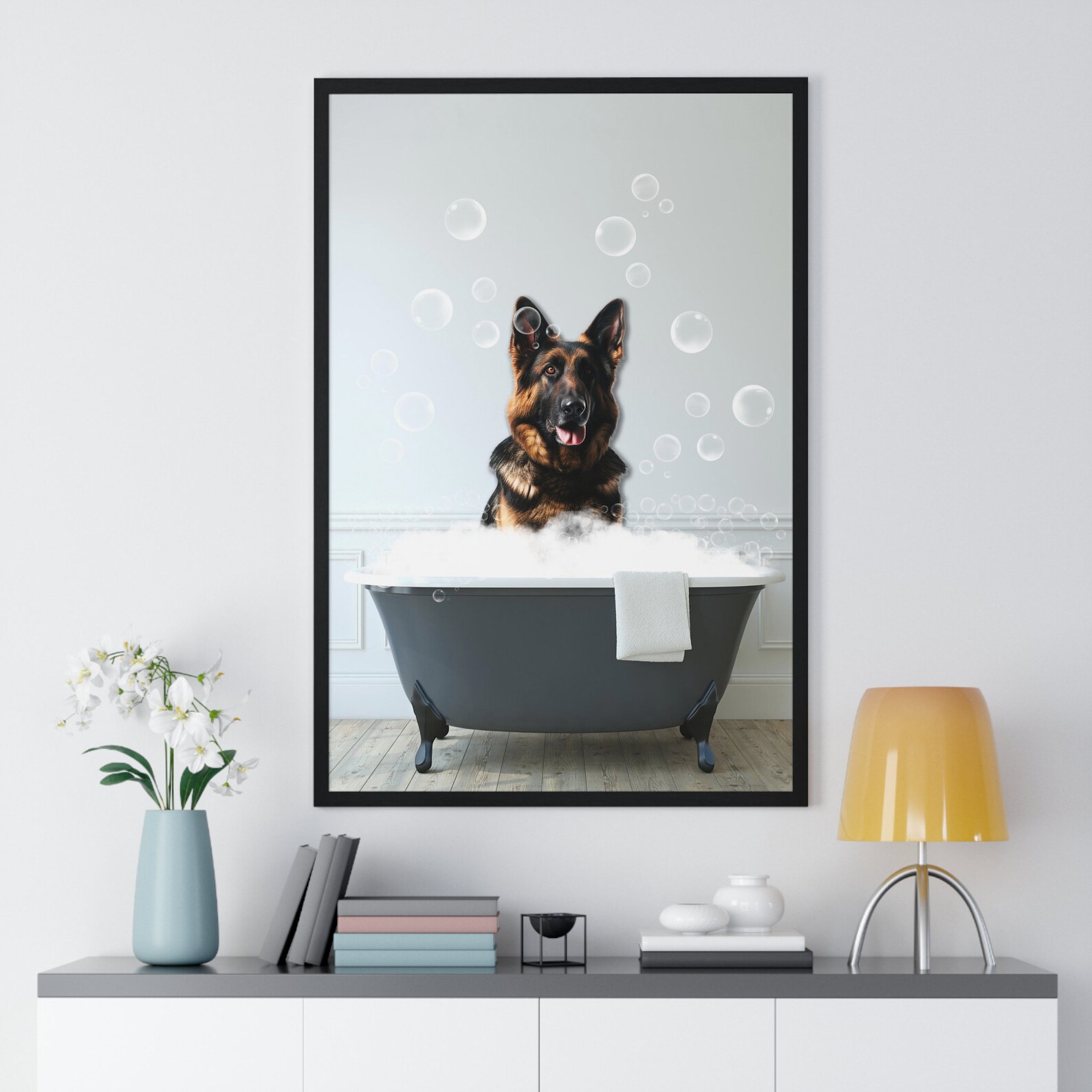 German Shepherd Wall Art Funny Bathroom Print Dog Bathroom - Etsy