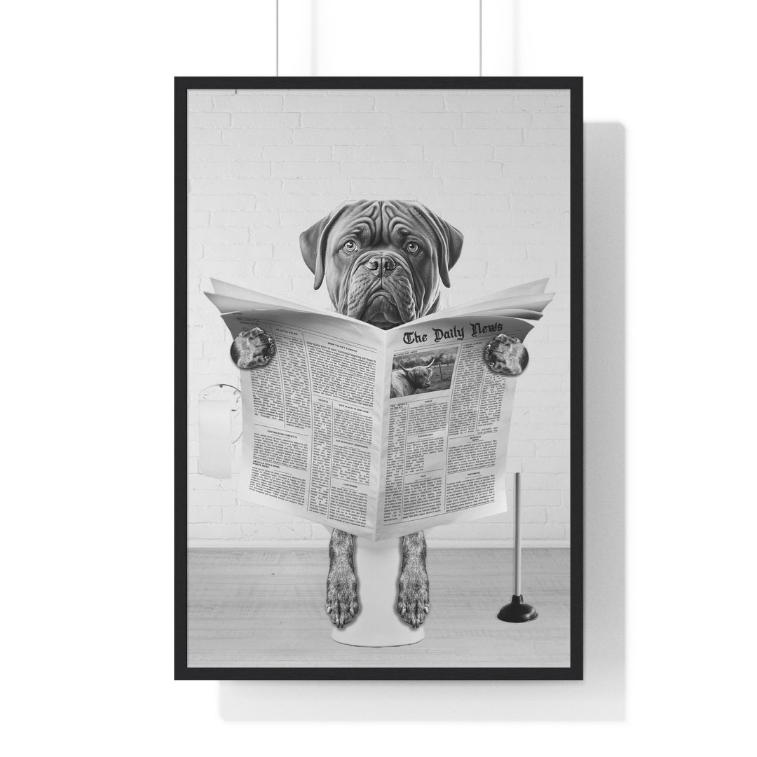 Dogue De Bordeaux Wall Art, Funny Bathroom Print, Toilet Poster ...