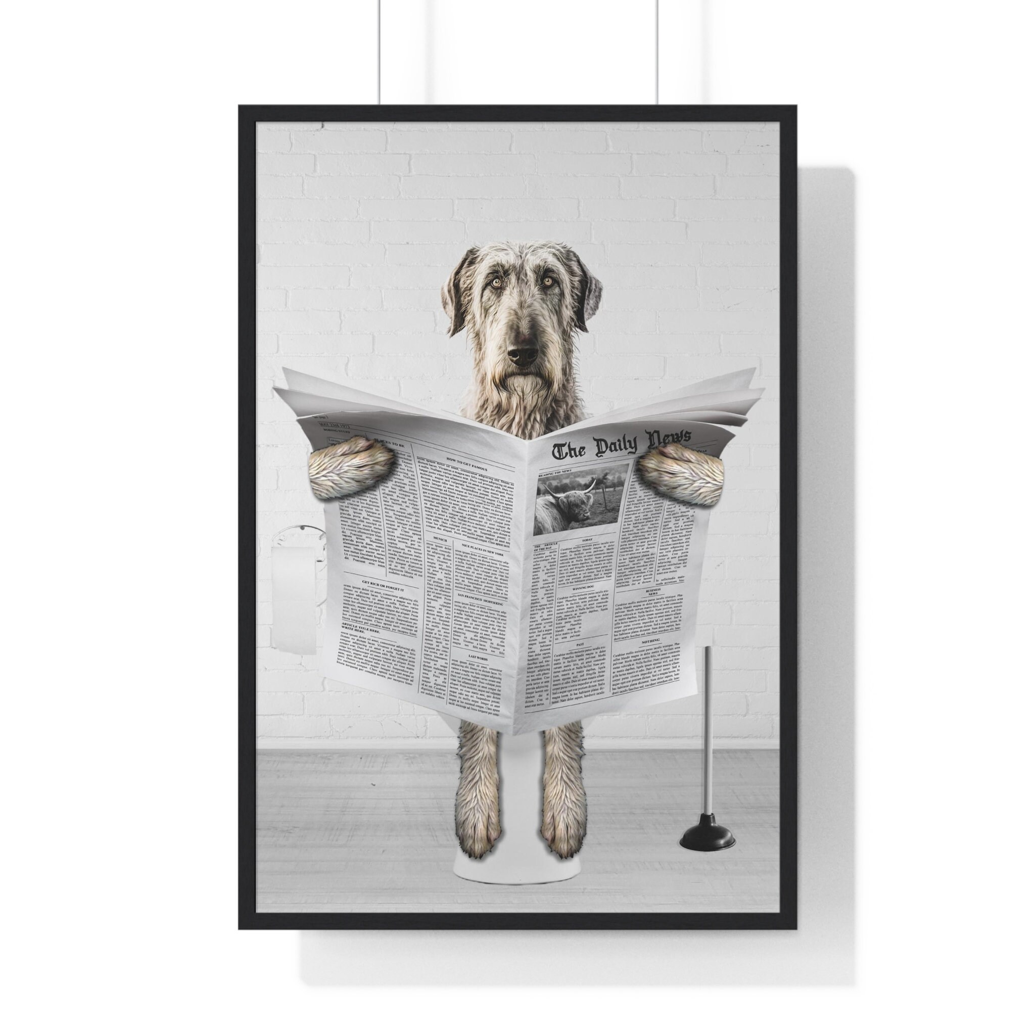 Funny Irish Wolfhound Bathroom Art Print: Toilet Poster (digital ...