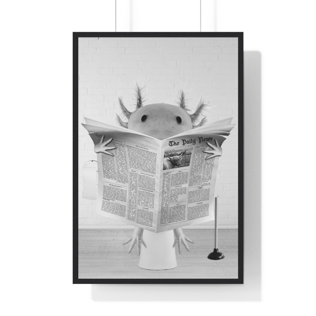 Axolotl Print, Funny Bathroom Decor, Axolotl in Toilet, Animal in ...