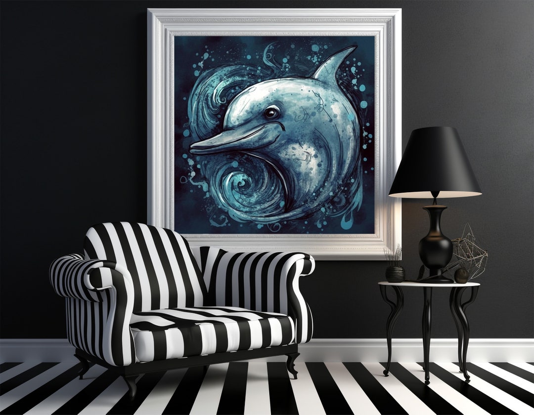 Dolphin Gothic Wall Art Print, Home Decor, Digital Art Print, Horror ...