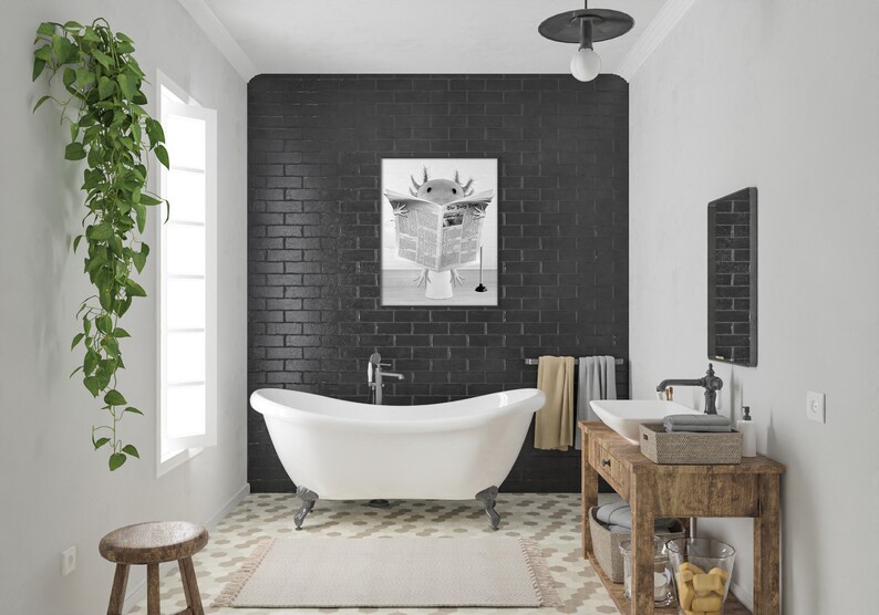 Axolotl Print Funny Bathroom Decor Axolotl in Toilet Animal - Etsy