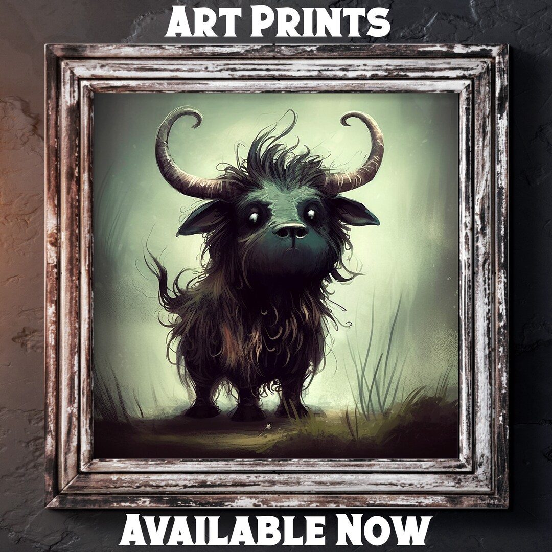 Gothic Highland Cow Art Print: Spooky Halloween Decor (digital Download ...