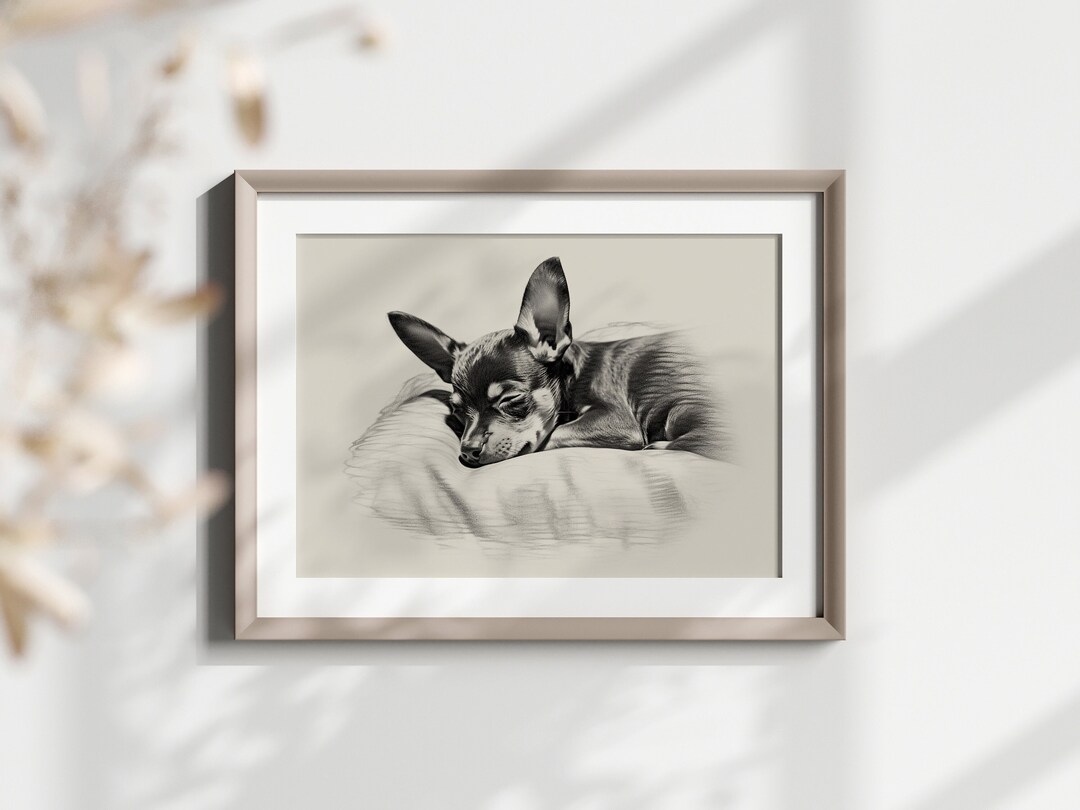 Mini Pinscher Pencil Sketch Art Print - Dog Wall Decor (digital ...