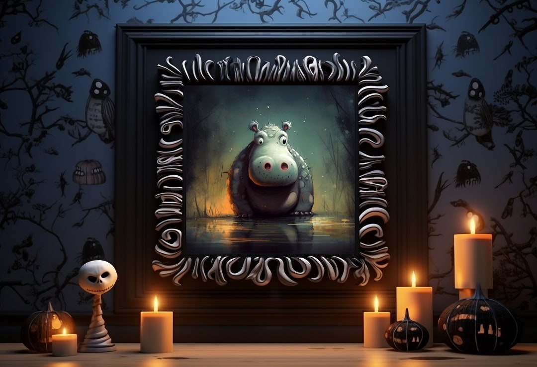 Hippo Gothic Wall Art Print, Home Decor, Digital Art Print, Horror Art ...