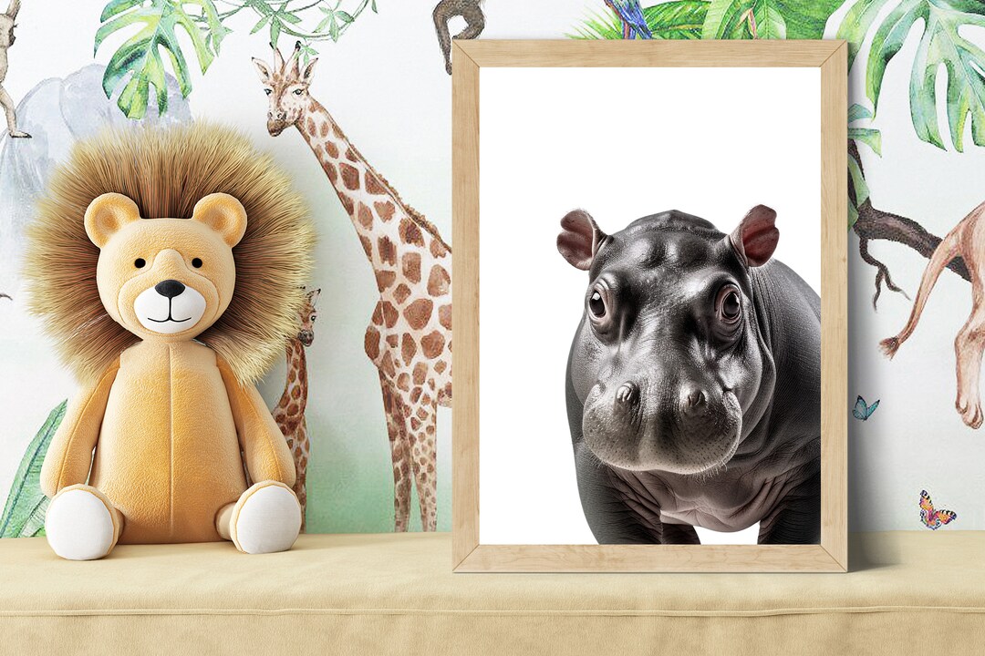 Safari Nursery Art, Hippo Print, PRINTABLE Art, Safari Animals Wall Art ...
