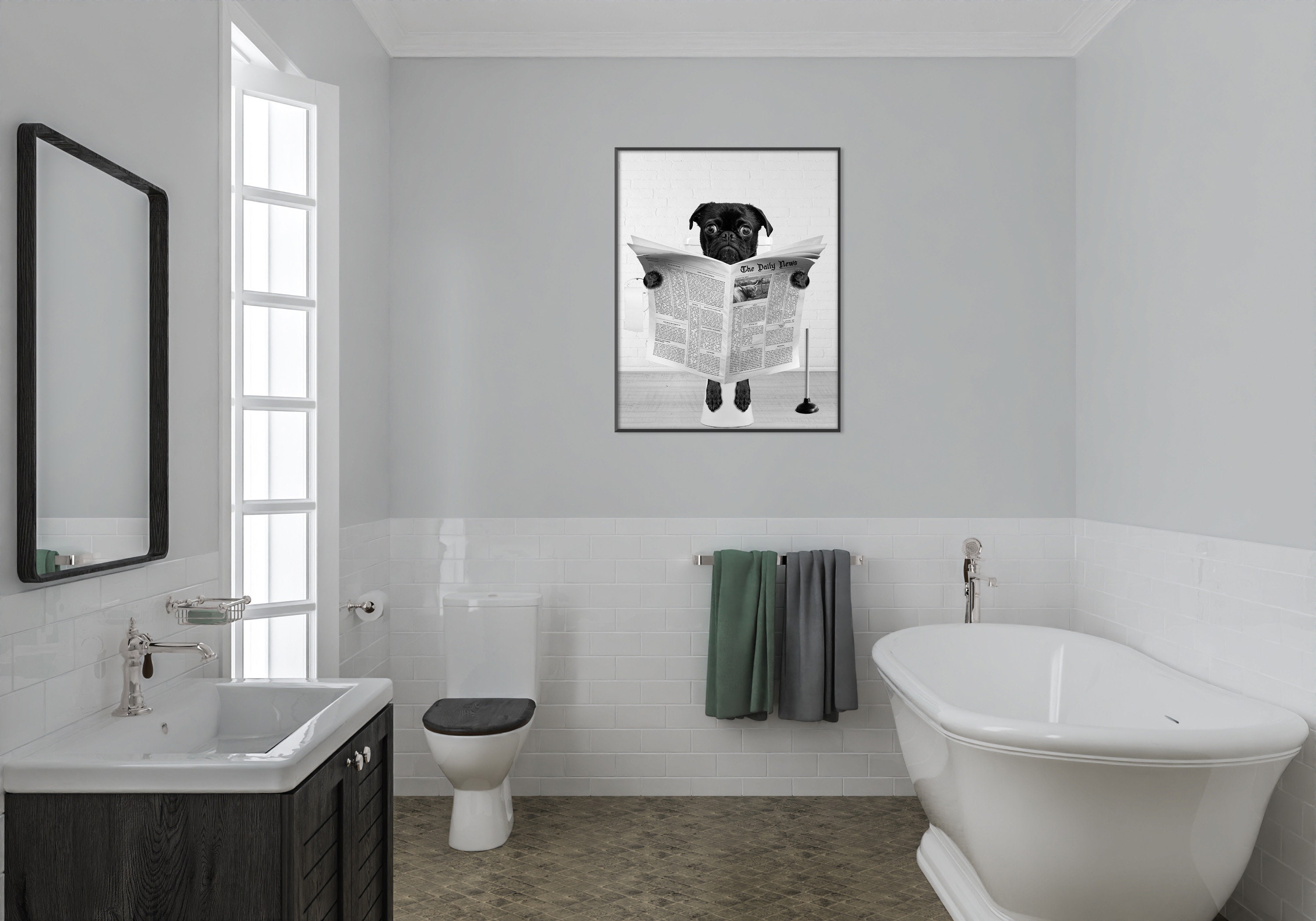 Funny Pug Bathroom Art Print: Toilet Poster (digital Download) - Etsy